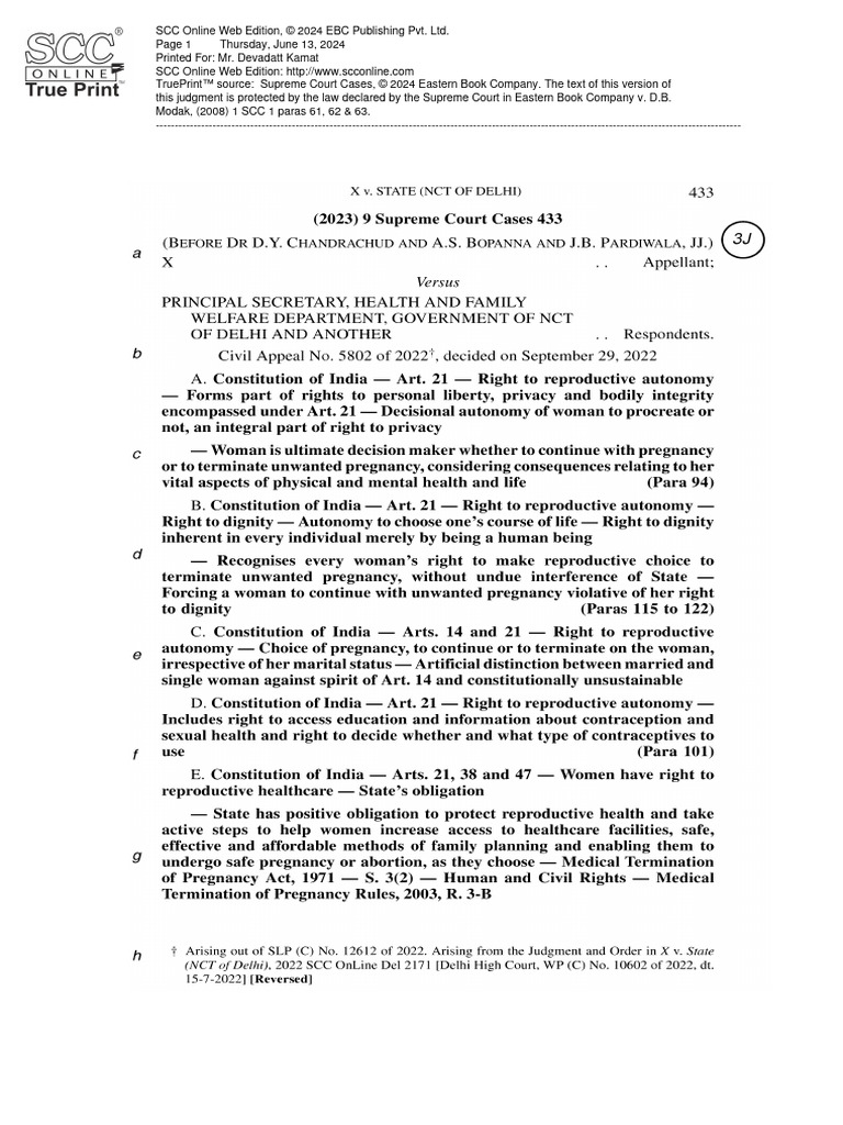 (2023) 9 SCC 433 - Head Note G | Download Free PDF | Supreme Court Of ...