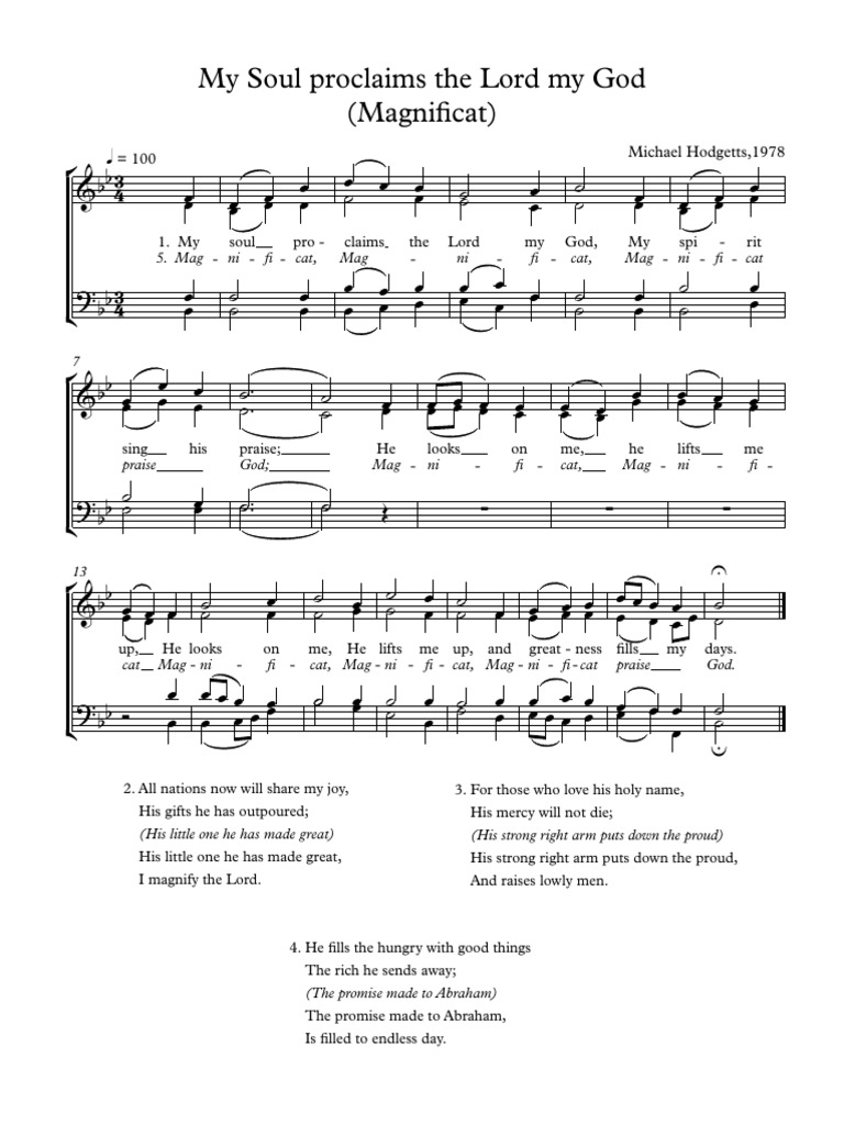 My Soul Proclaims The Lord My God-MAGNIFICAT - Full Score | PDF ...