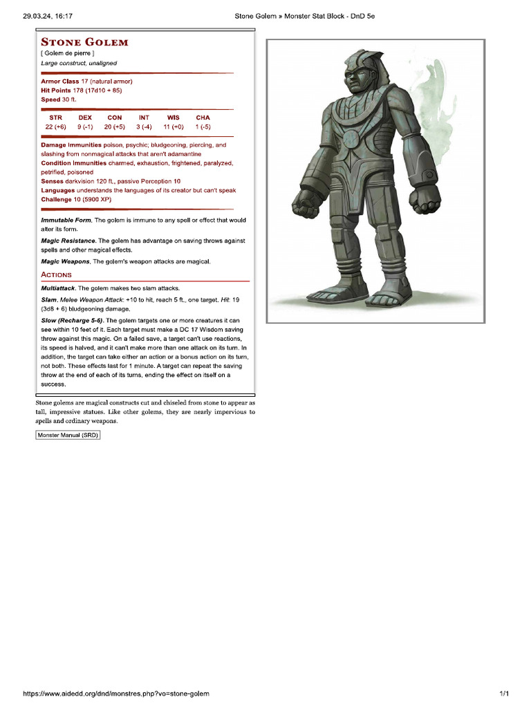 Cr 10 - Stone Golem | PDF