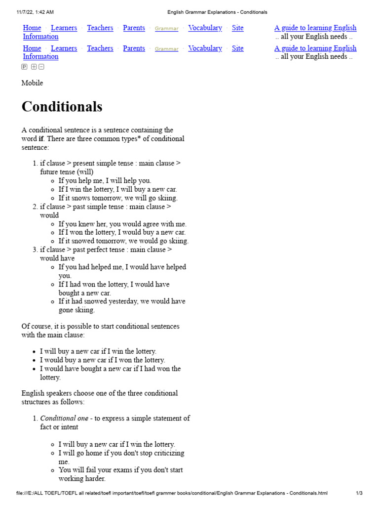 Conditionals LESSON 2 | Download Free PDF | English Language | Sentence ...
