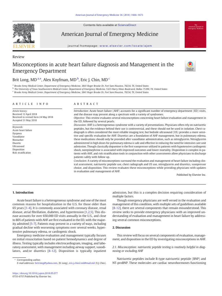 (ARTICLE) Misconceptions in Acute Heart Failure Diagnosis and ...