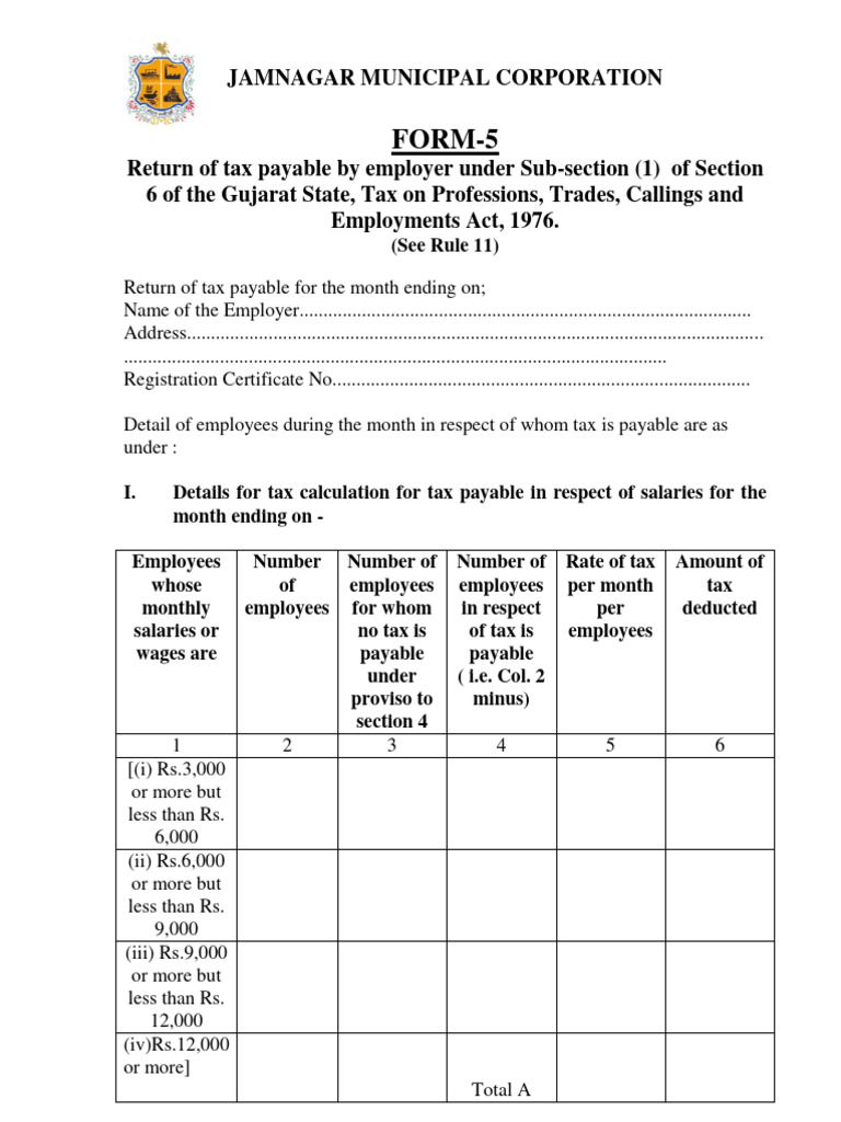 FORM 5 - Professional Tax - Form5 | PDF | Salary | Taxes