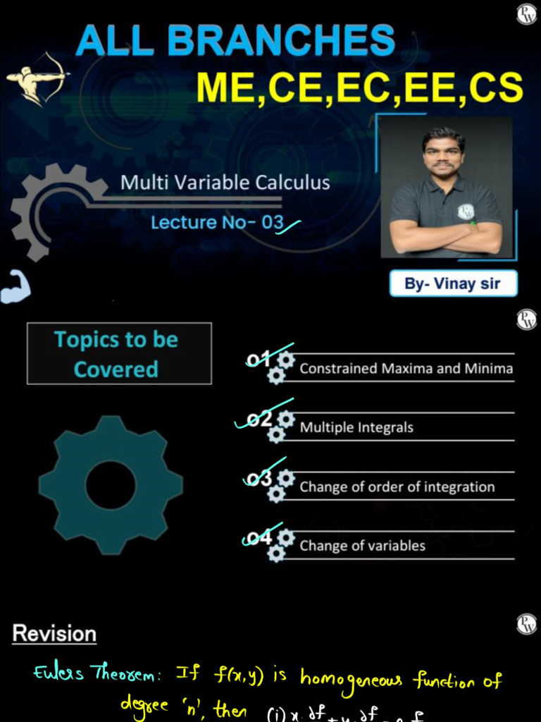 Multi Variable Calculus 03 Class Notes Pdf