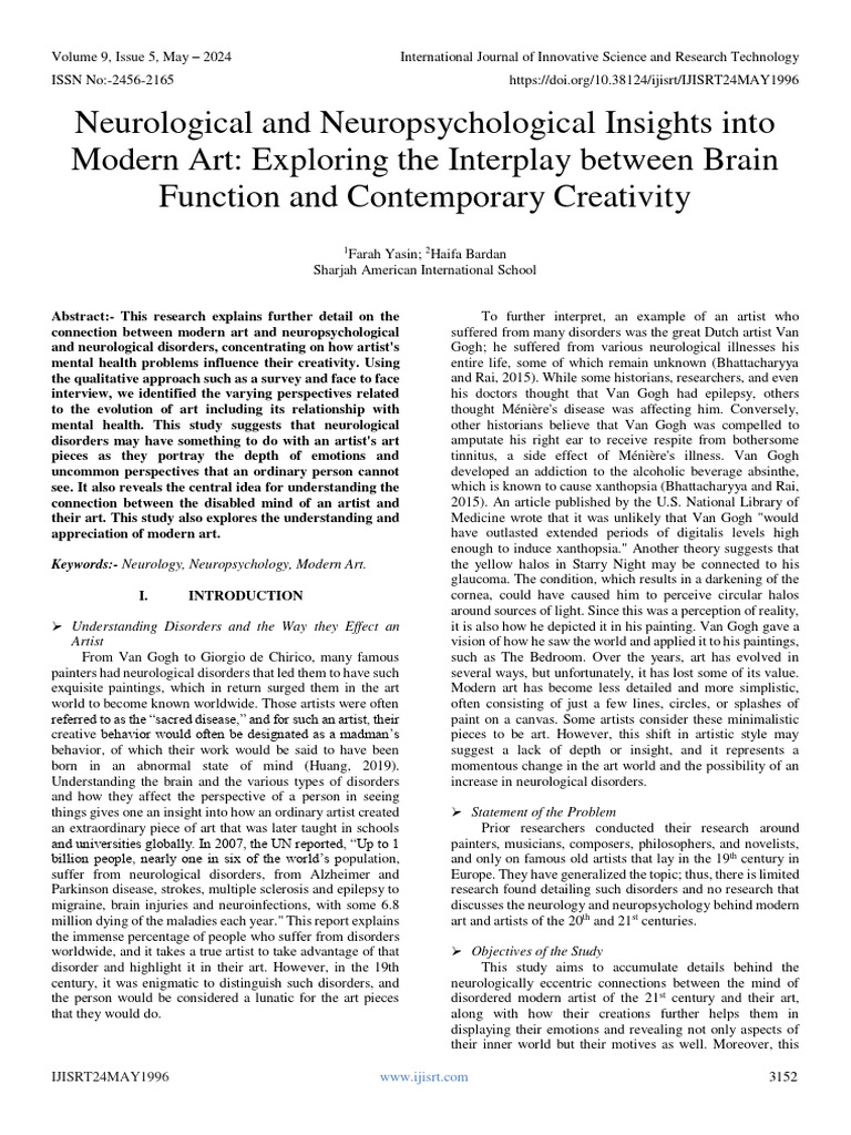 Neurological and Neuropsychological Insights Into Modern Art: Exploring The Interplay Between ...