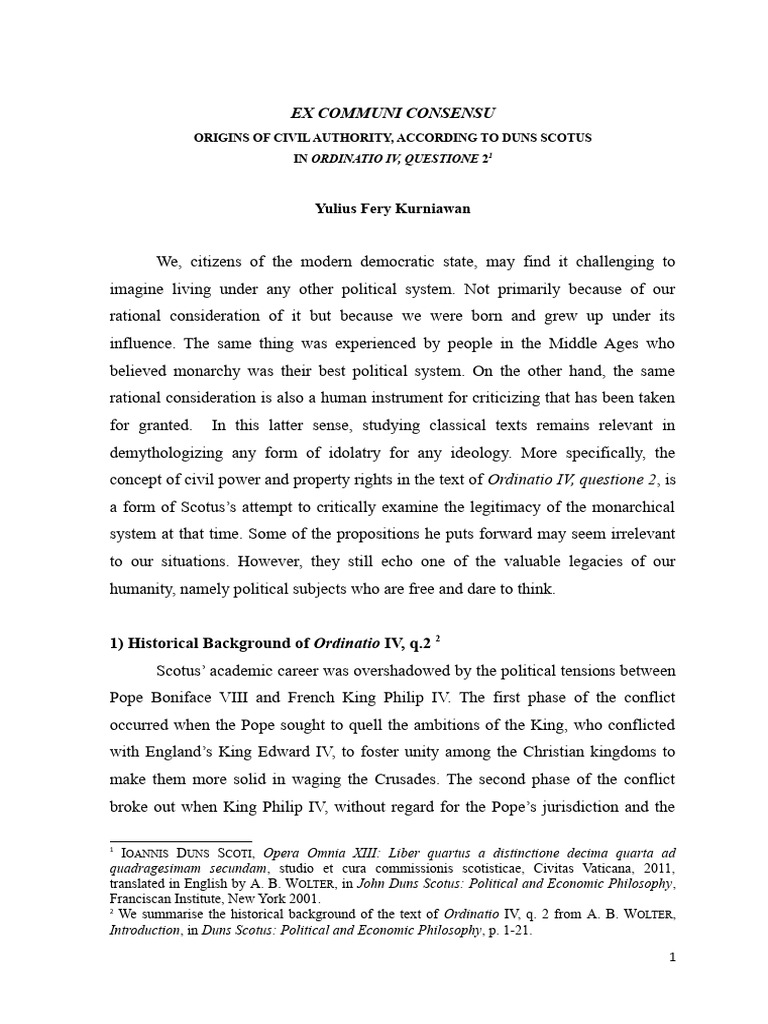 The Origins of Civil Authority Duns Scotus | PDF | Penance | Property