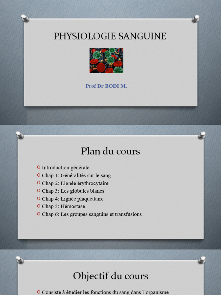 Cours de Physiologie Sanguine | PDF | Globule rouge | Sang