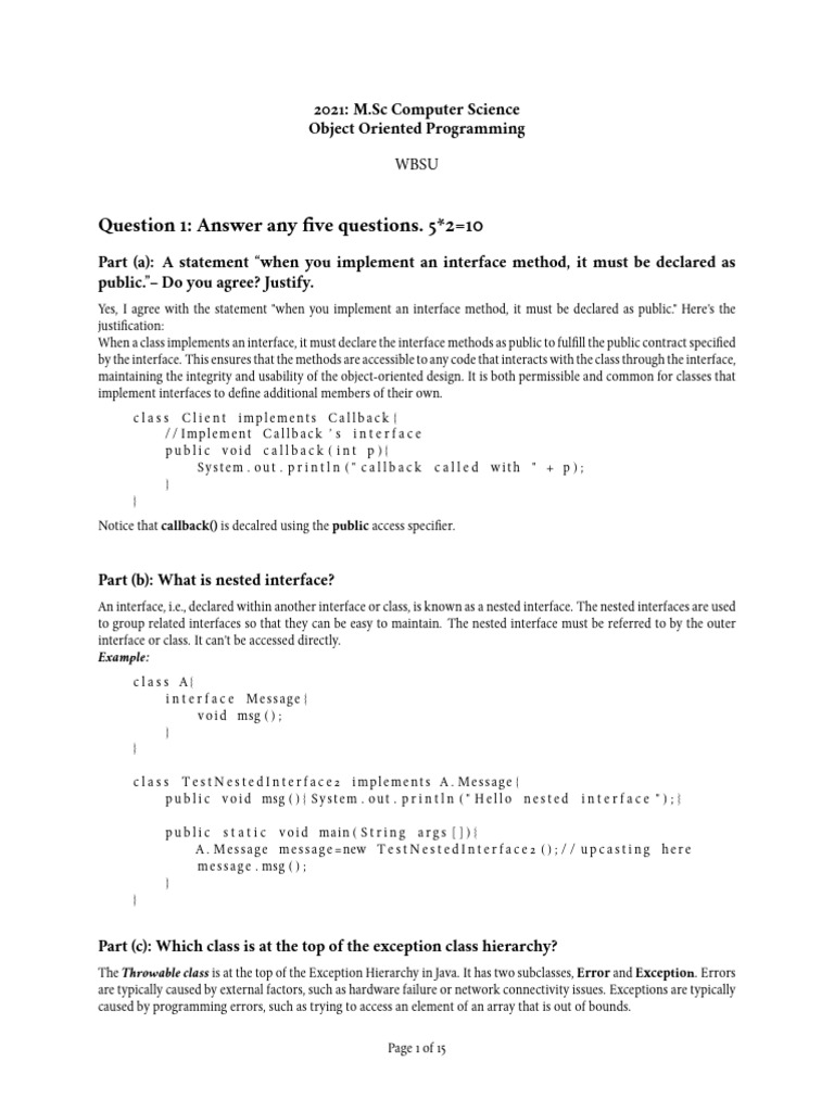 2021 Object Oriented Programming Pdf Class Computer Programming 9501