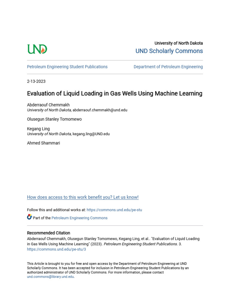 Evaluation of Liquid Loading in Gas Wells Using Machine Learning | PDF | Machine Learning | Liquids