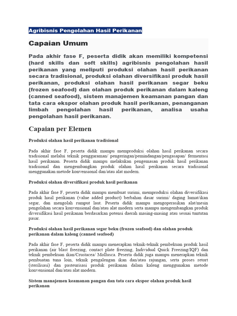 Agribisnis Pengolahan Hasil Perikanan | PDF | Kesehatan Holistik | Sains & Matematika