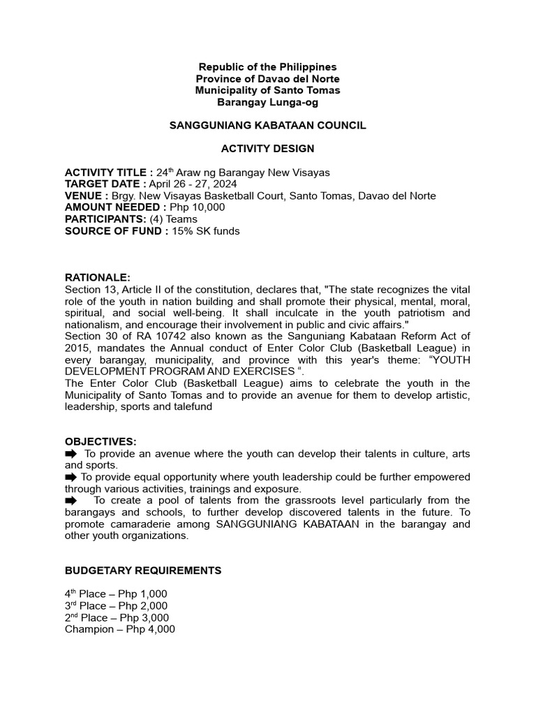 Activity Design | PDF | Government