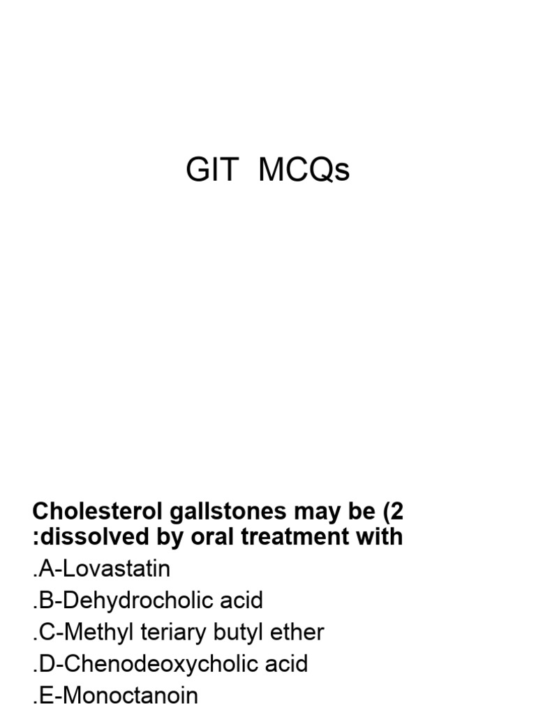 GIT MCQs | PDF | Gastroenterology | Drugs