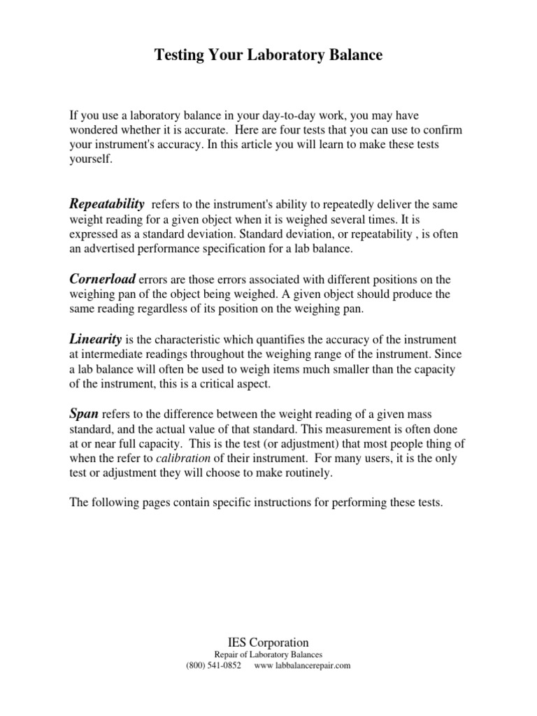Balance Linearity | PDF | Calibration | Weighing Scale