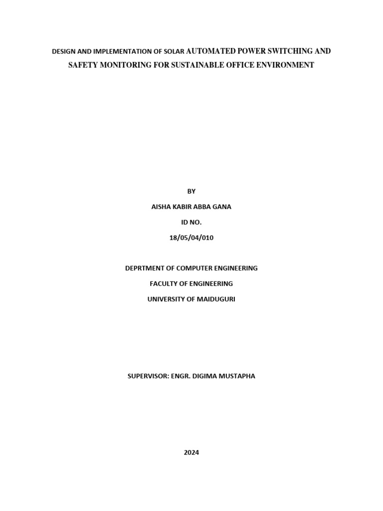Design and Implementation of Solar Aisha Kabir Project - 091715 | PDF | Internet Of Things ...