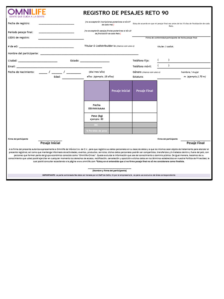 Formato de Pesajes - México | PDF