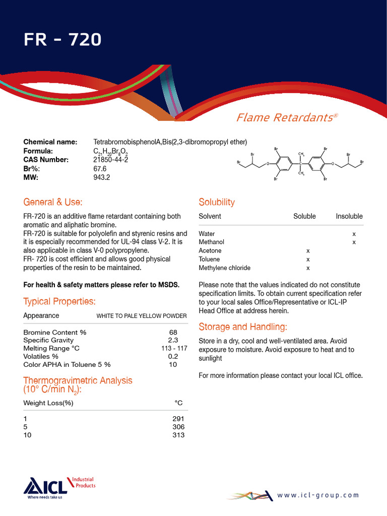 ICL's FR-720 | Download Free PDF | Solubility | Toluene