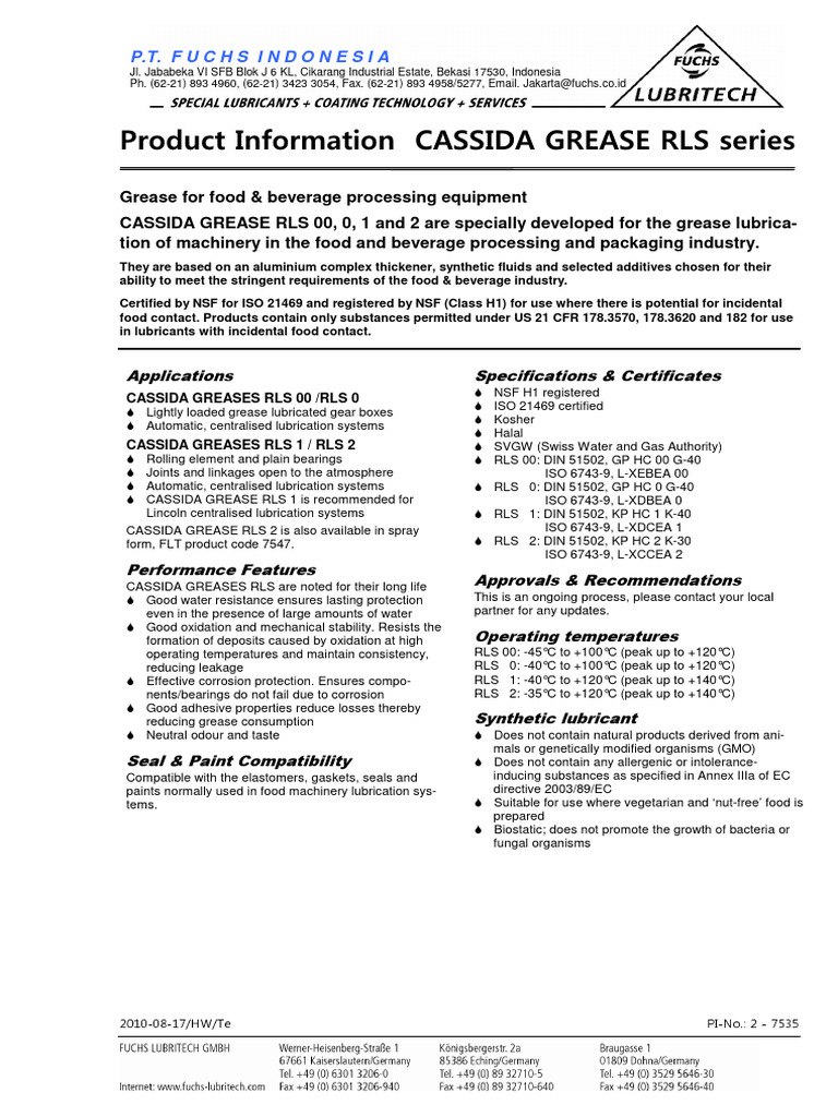 7535 Cassida Grease Rls 0 | PDF