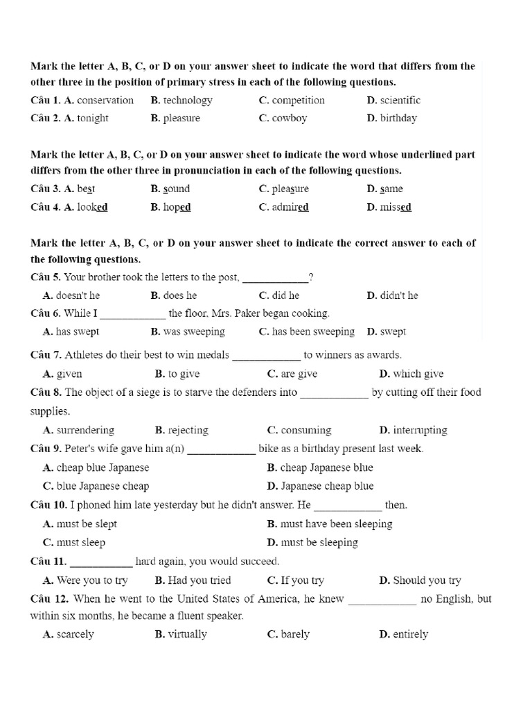 De Thi Thu THPT - Chuyen Dai Hoc Vinh - 2024 | PDF