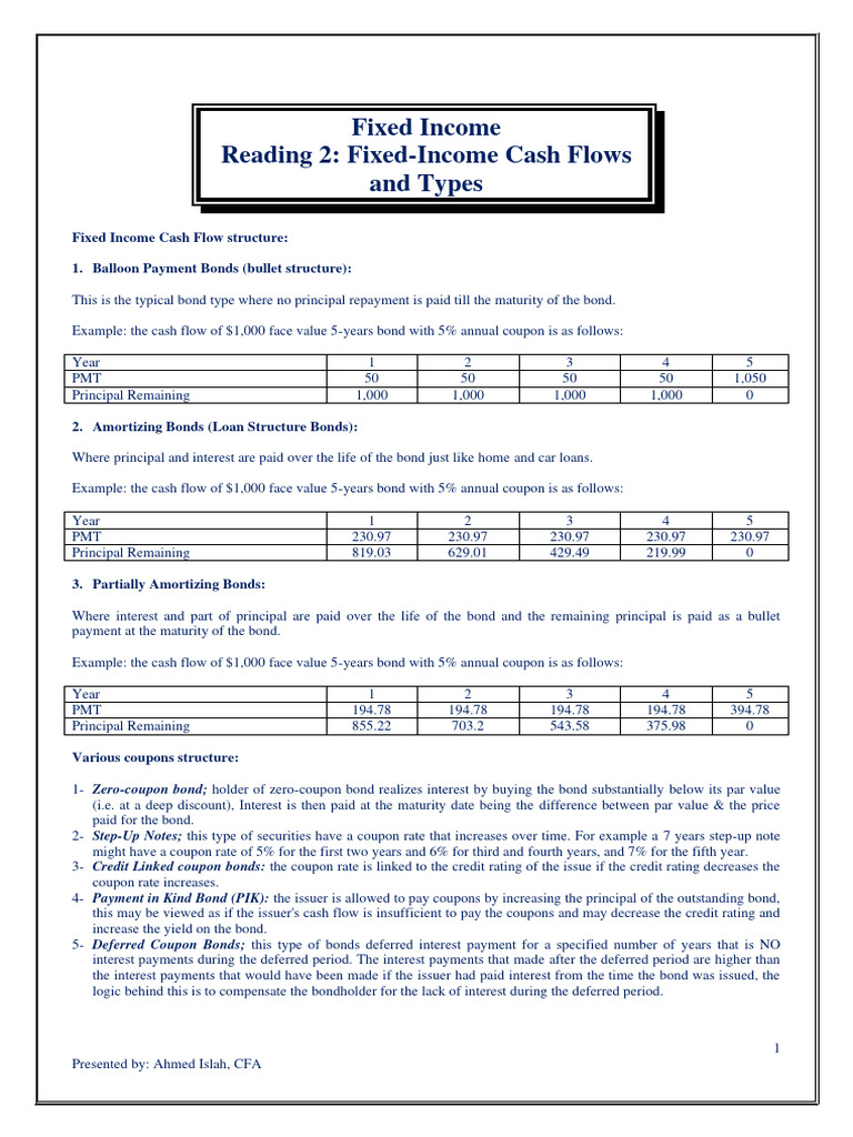 Bond Cash Flow Structures Explained | PDF | Bonds (Finance) | Yield ...