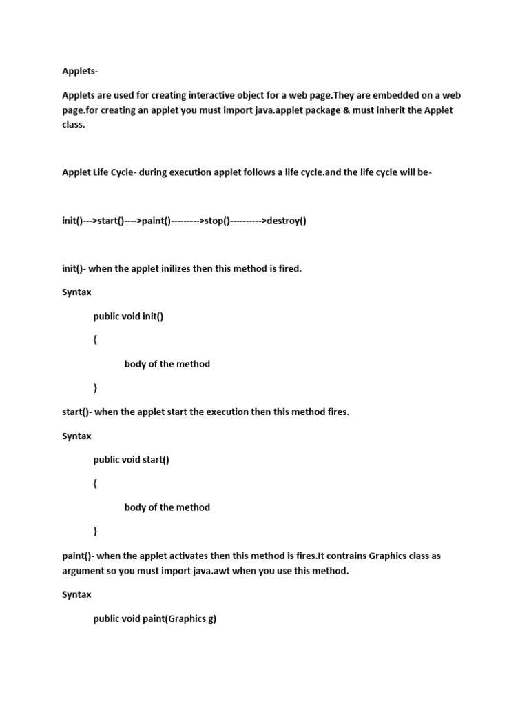 Applet Pdf Object Computer Science Computing Platforms