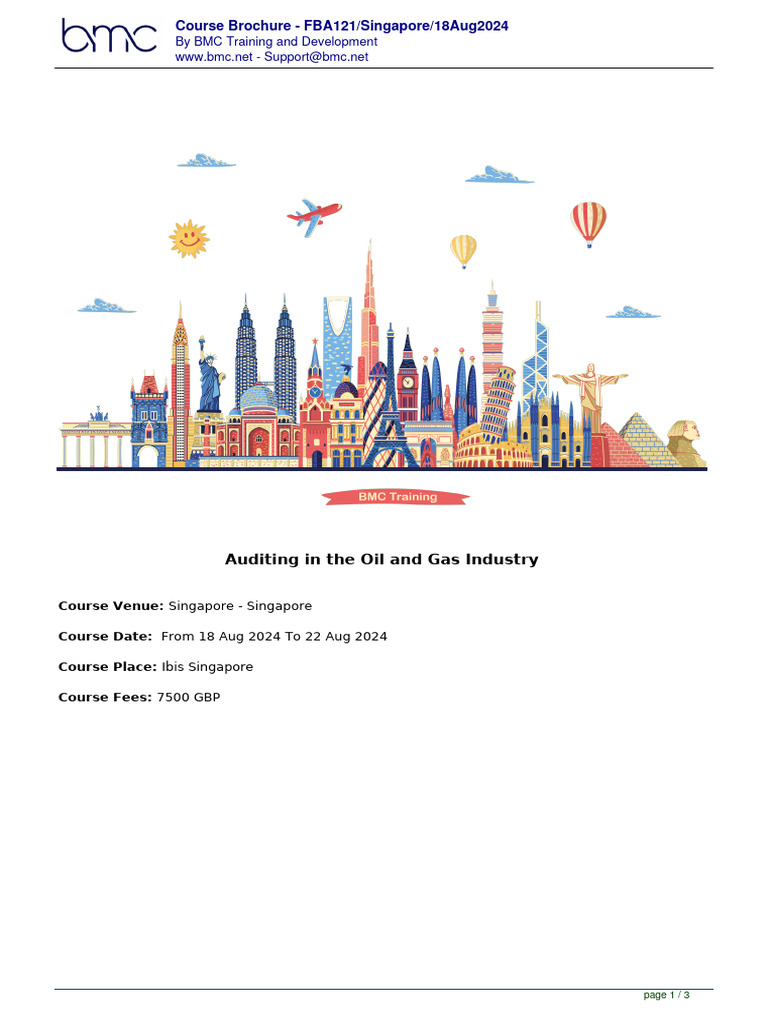 Auditing in The Oil and Gas Industry Singapore Aug 2024 | PDF | Audit ...