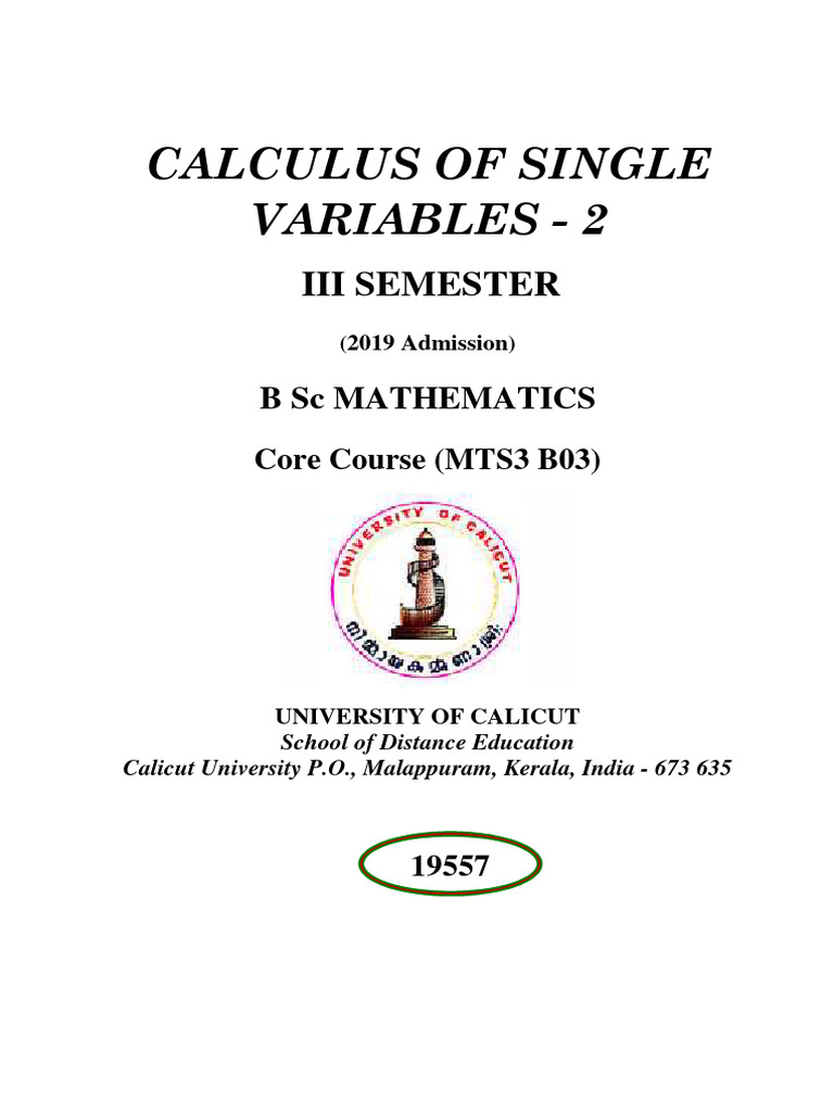 III Sem - Mathes-Calculus of Single Variables | PDF | Function ...