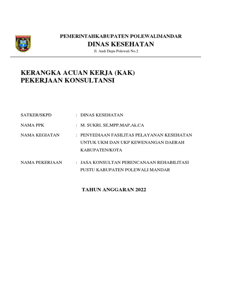 KAK Perencanaan Rehab Pustu | PDF | Bisnis