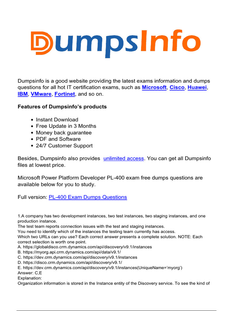 Microsoft PL 400 Exam Updated Material PDF | PDF | Databases | Active ...