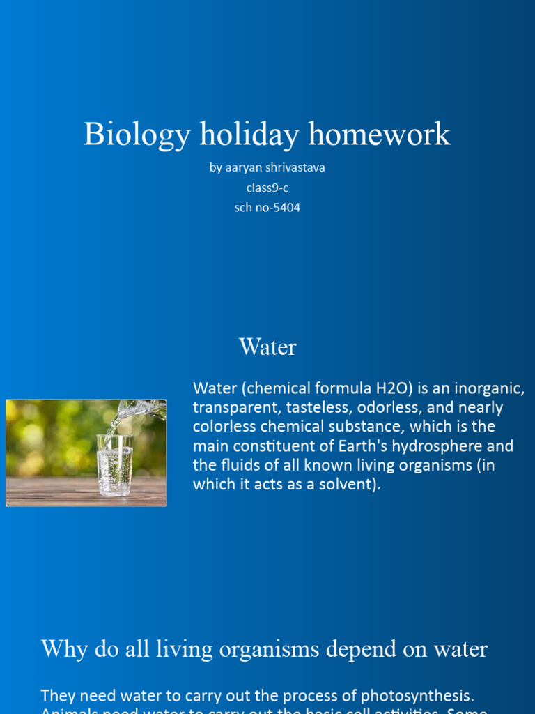 Biology Holiday Homework | PDF | Water | Water Pollution