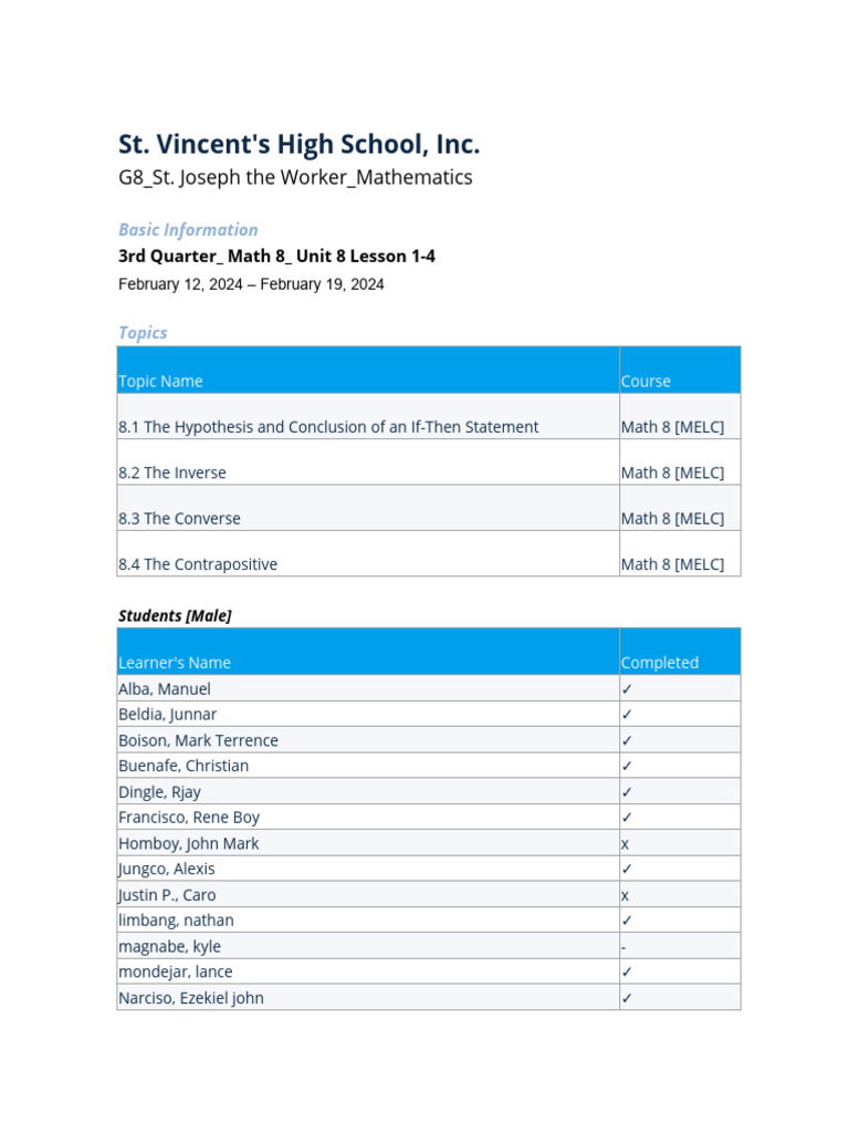 3rd Quarter - Math 8 - Unit 8 Lesson 1-4 | PDF