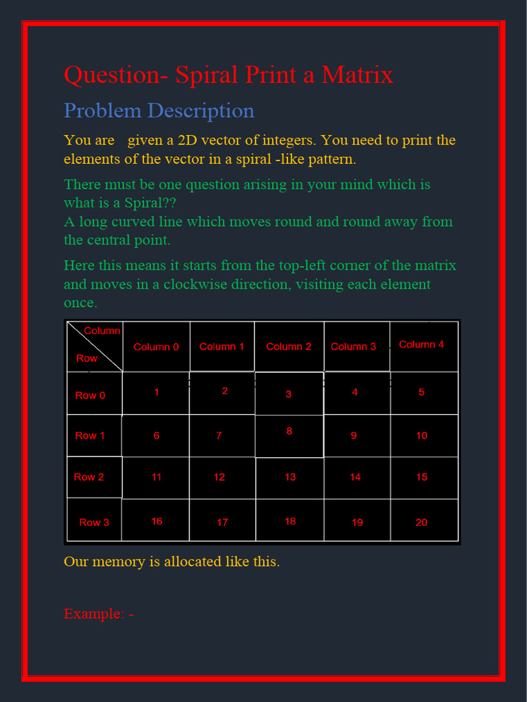 Spiral Print | PDF | Matrix (Mathematics) | Computer Programming