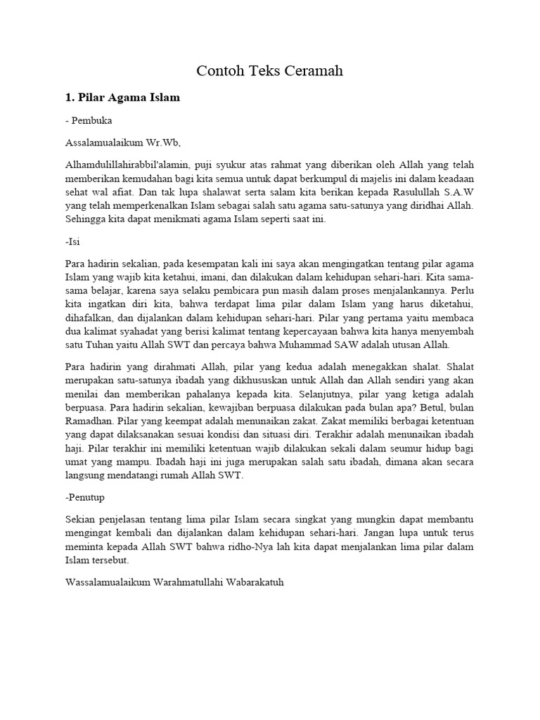 Contoh Teks Ceramah Agama Islam | PDF | Pengembangan Diri