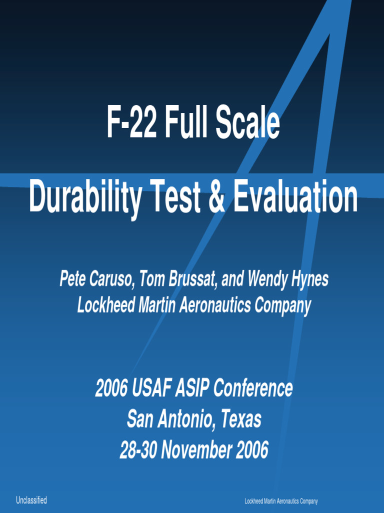 F-22 Full Scale Durability Test Evaluation | Download Free PDF ...