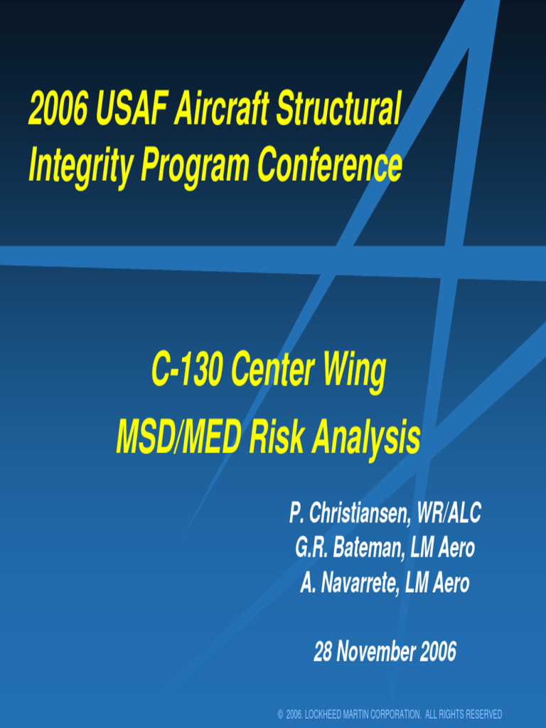 C-130 Center Wing MSD-MED Risk Analysis | PDF | Fracture | Lockheed C ...