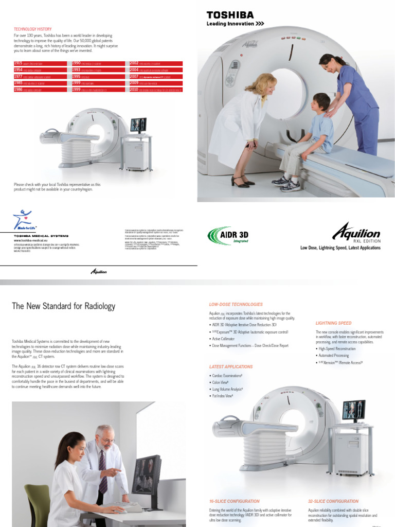 CT Toshiba Aquilion RXL Brochure MCACT0222EC | PDF | Ct Scan | Atheroma
