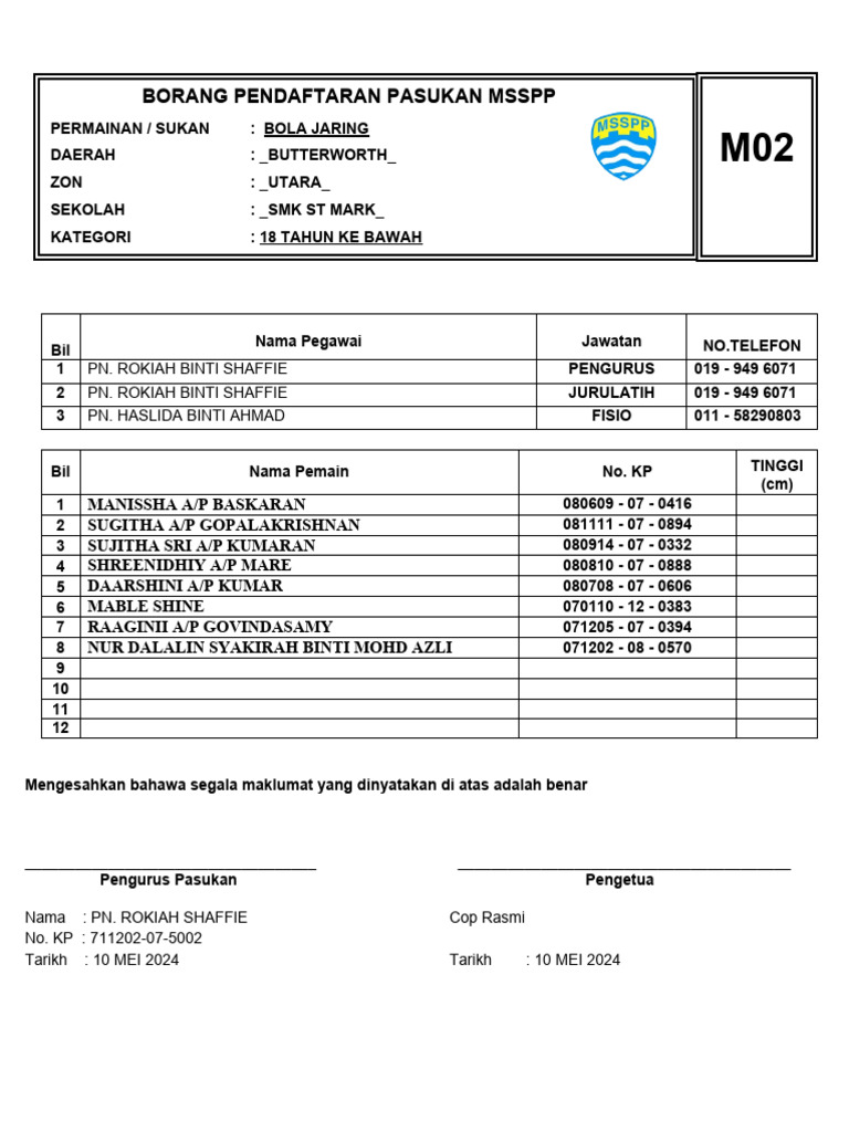 Borang R02 M02 | PDF