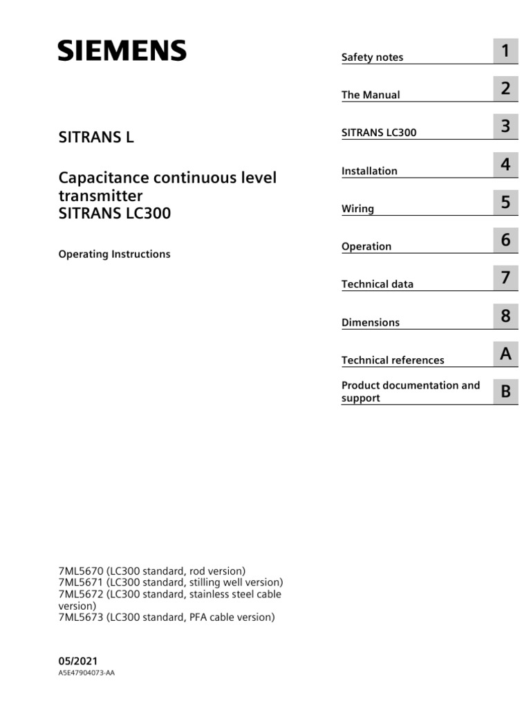 SITRANS LC300 Capacitance Continuous Level Transmitter Operation Manual | Download Free PDF ...