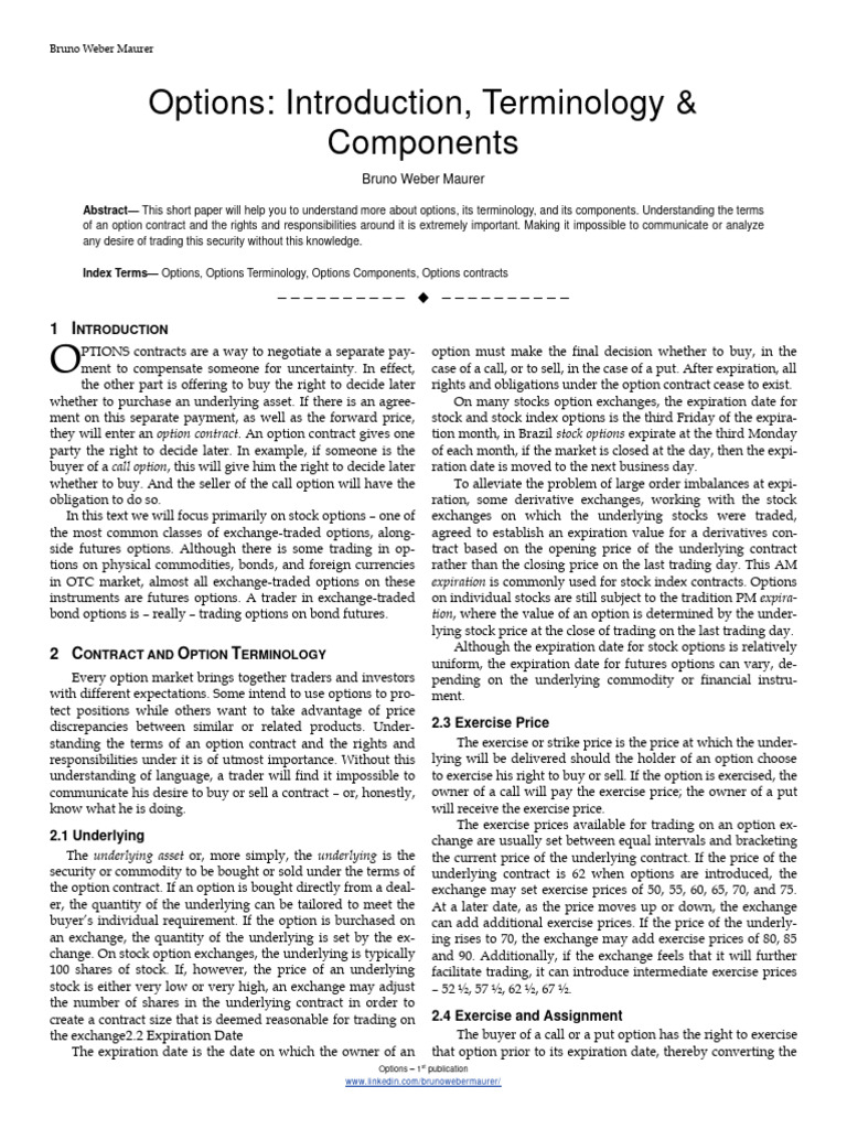 Options #1 - Terminology | PDF | Option (Finance) | Derivative (Finance)