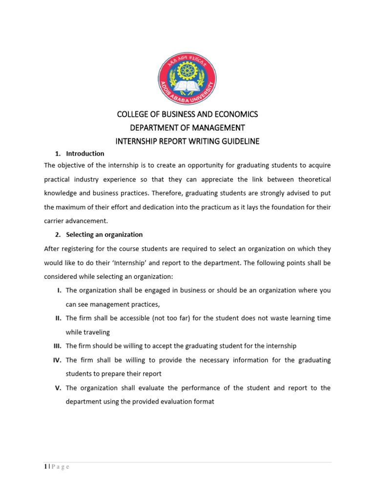 INTERNSHIP REPORT WRITING GUIDELINE | PDF | Methodology | Case Study