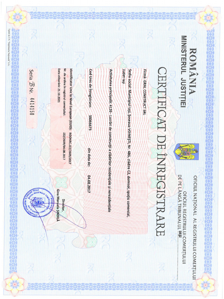 CERTIF INREG GRAL NOU | PDF