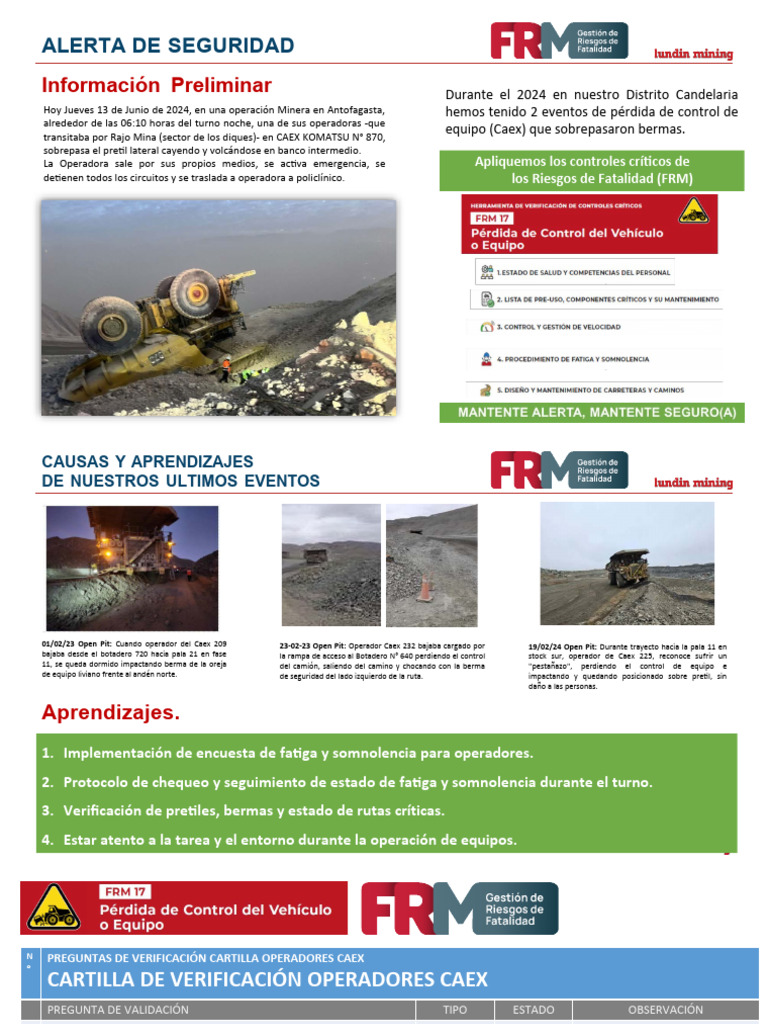 Alerta de Seguridad - 13 de Junio 2024 - Accidente Caex.-1 | PDF | Tecnología e ingeniería