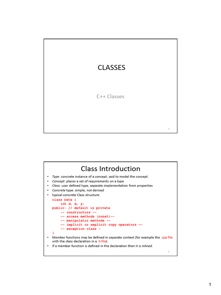 3 - 1 - Classes (Part 1) | Download Free PDF | Class (Computer ...