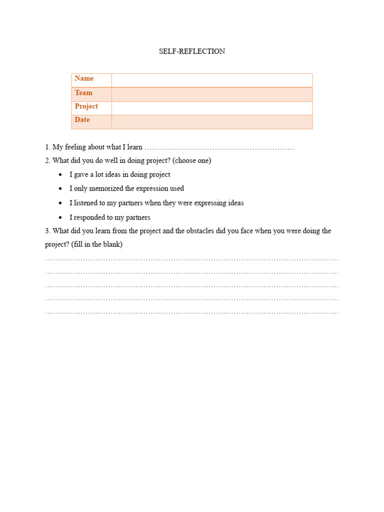 Self Reflection | PDF