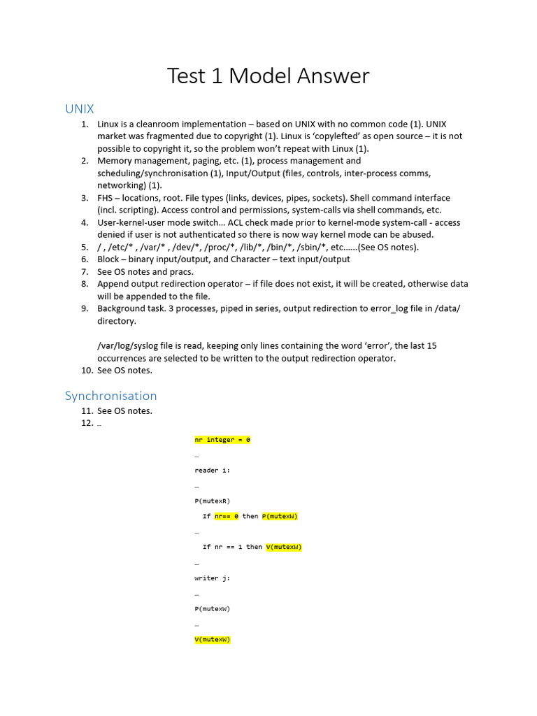 COMP313 Test1 2015 MODEL | PDF | Operating System | Computer File