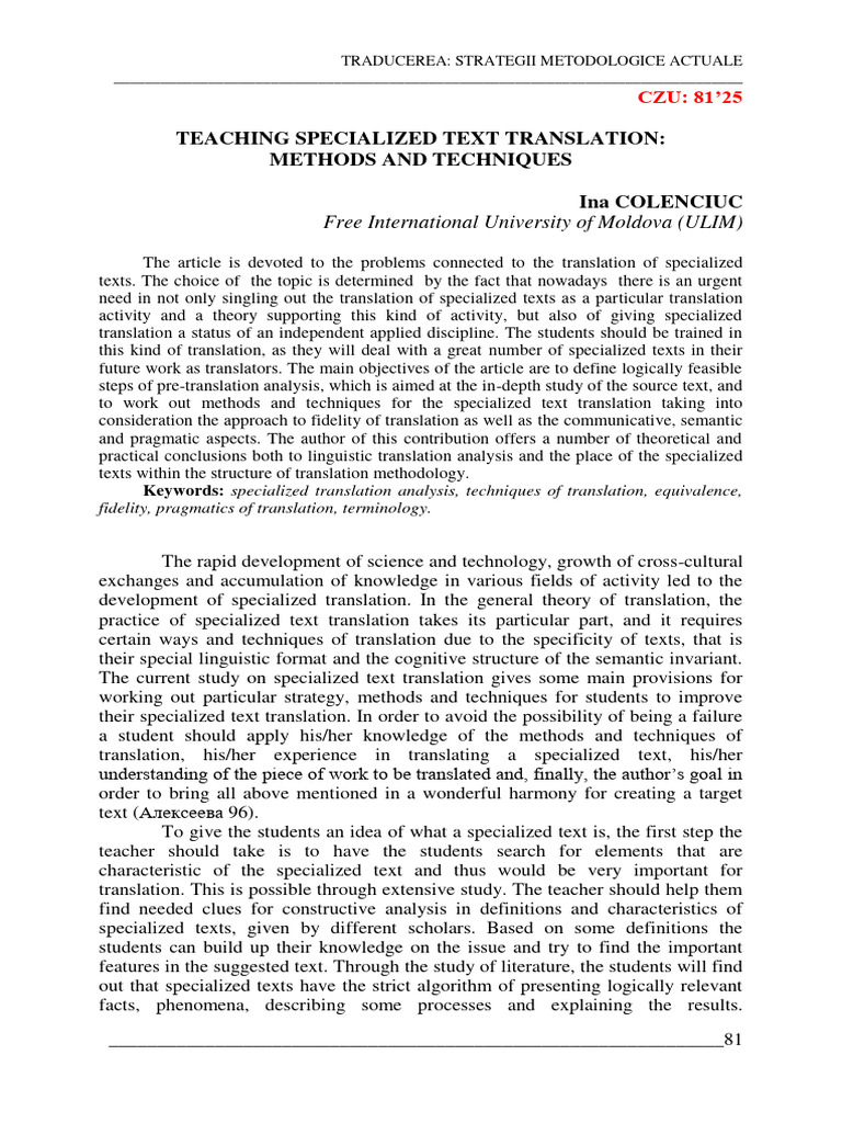 Specialized Text Translation Techniques | PDF | Translations | Semantics