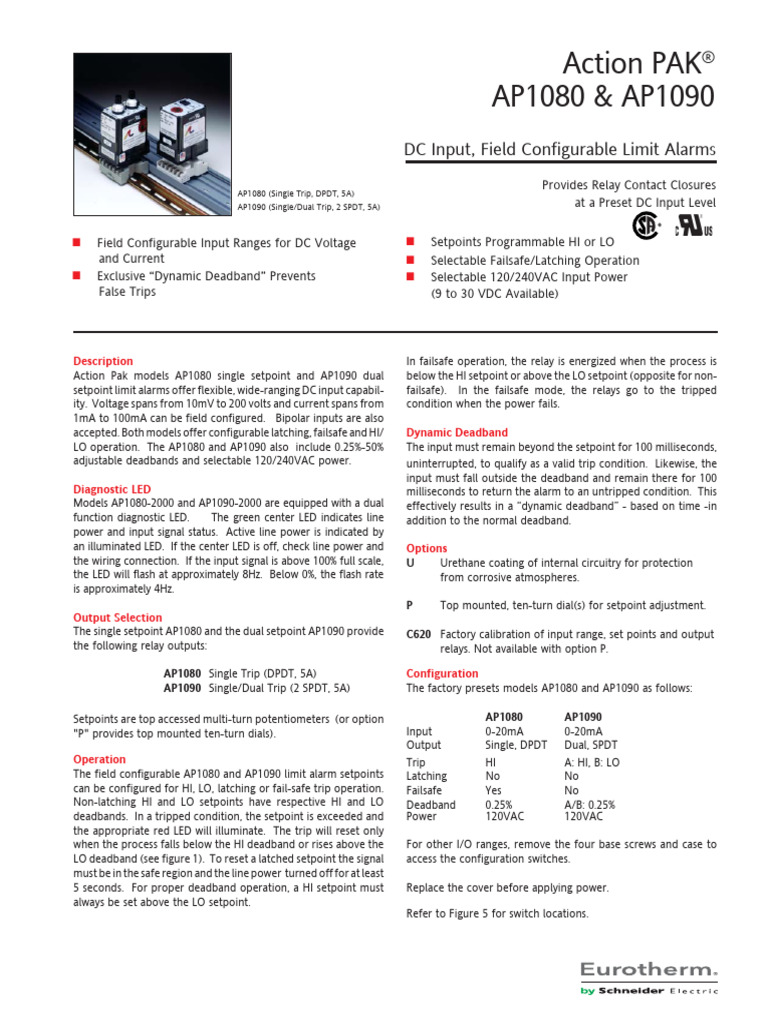 Eurotherm Signal Limit Switch 1080-2000-1, ActionPak-AP1080-AP1090-721-0479-00-P | PDF ...