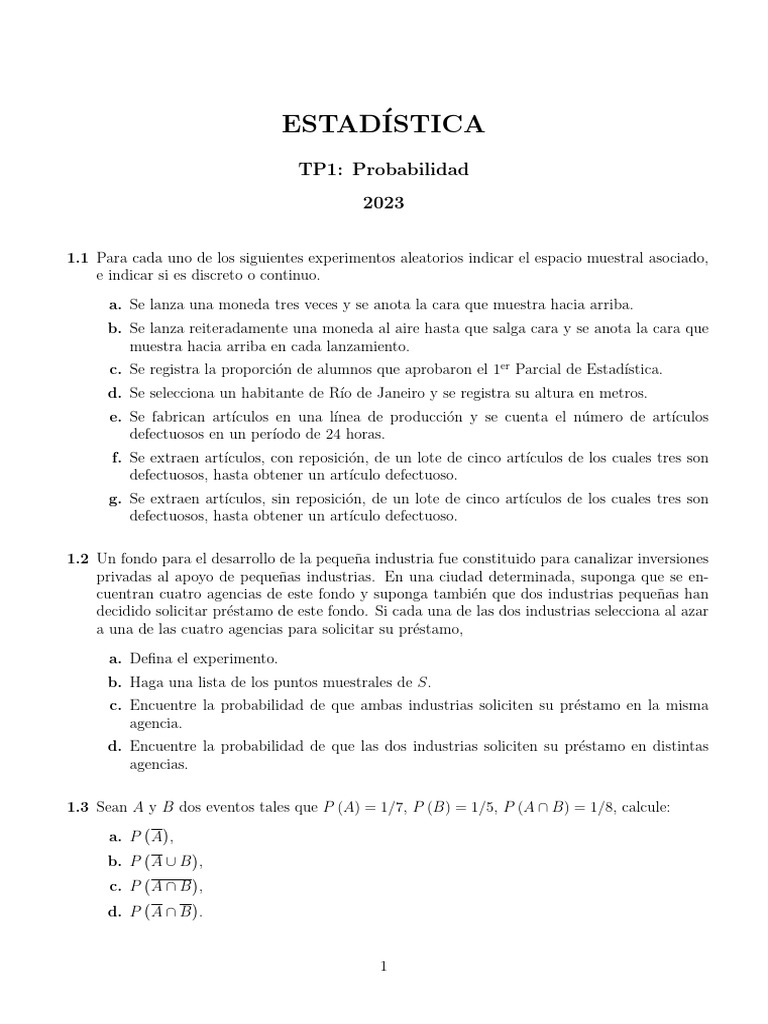 TP1 Probabilidad UTN | PDF | Probabilidad | Bolsa de Valores