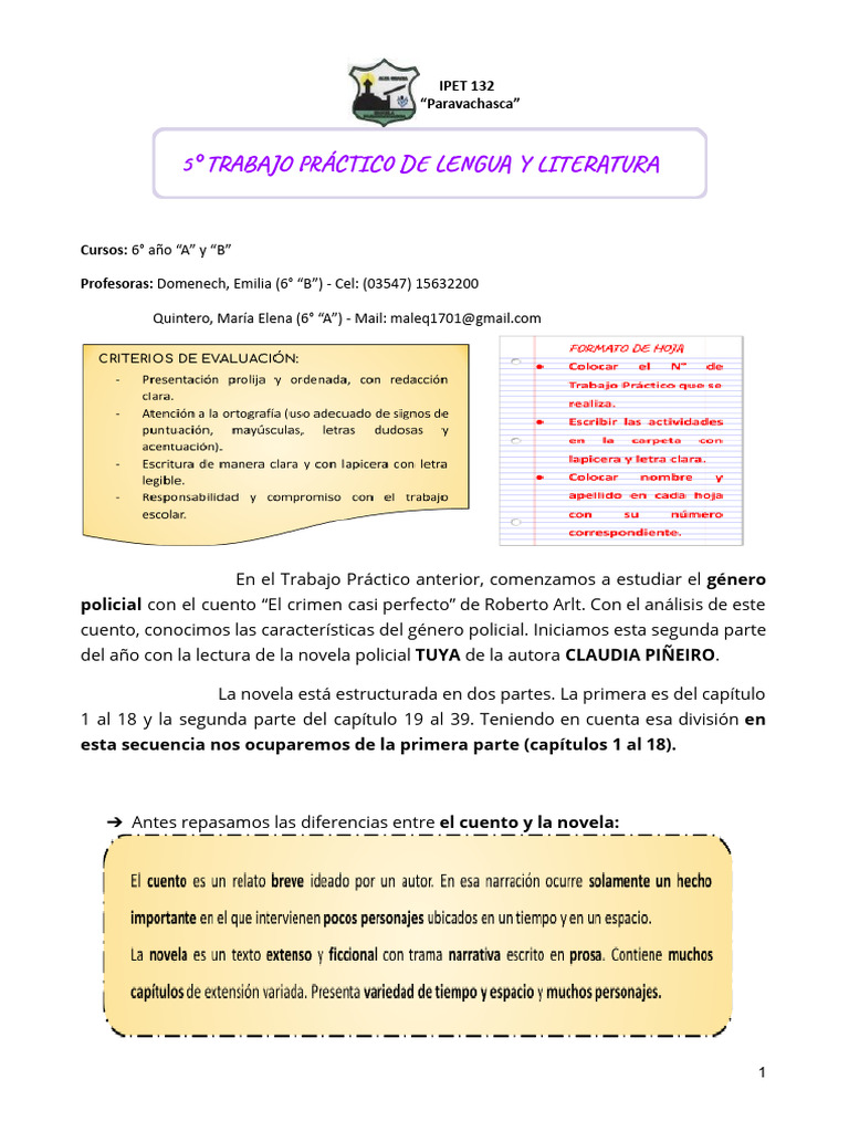 6° Año A y B - Lengua y Literatura - 5° TP | PDF | Ficción general