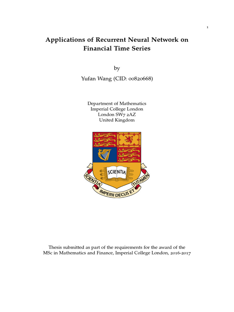 Yufan Wang-Thesis-Recurrent Networks | PDF | Artificial Neural Network | Applied Mathematics