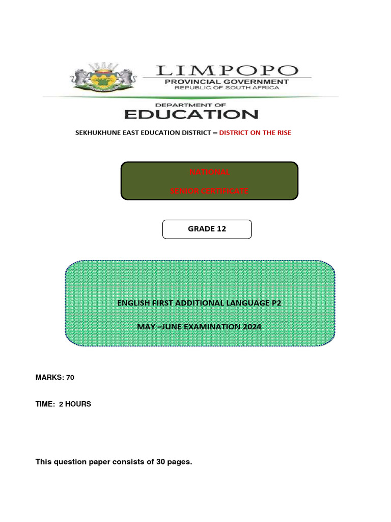 English Fal p2 Grade 12 QP Midyear 24-1 | PDF | Macbeth | Strange Case ...