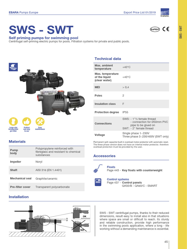 Data Sheet SWT 200 | PDF | Pump | Electrical Engineering